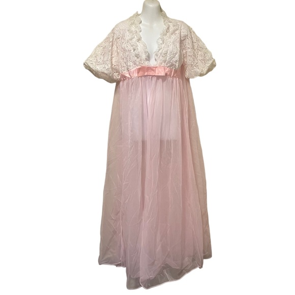 Vintage | Intimates & Sleepwear | Vintage Lace Top Bubblegum Pink Sheer ...